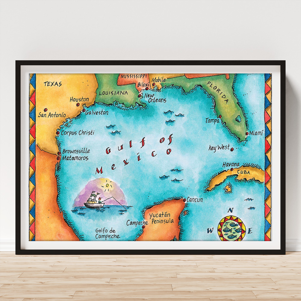 Map Of The Gulf Of Mexico Poster by Jennifer Thermes - Photos.com