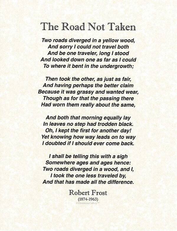 Robert Frost The Road Not Taken Poster