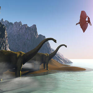 Diplodocus Feeding Painting by Corey Ford